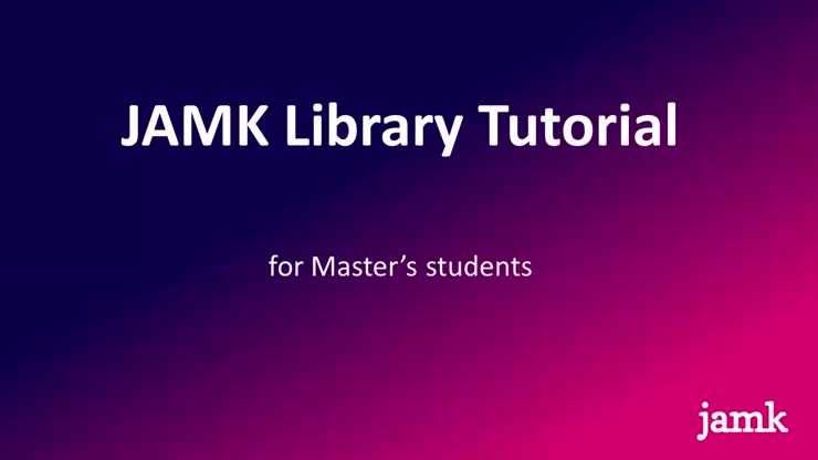 JAMK Library Tutorial for Master's students (subtitled)